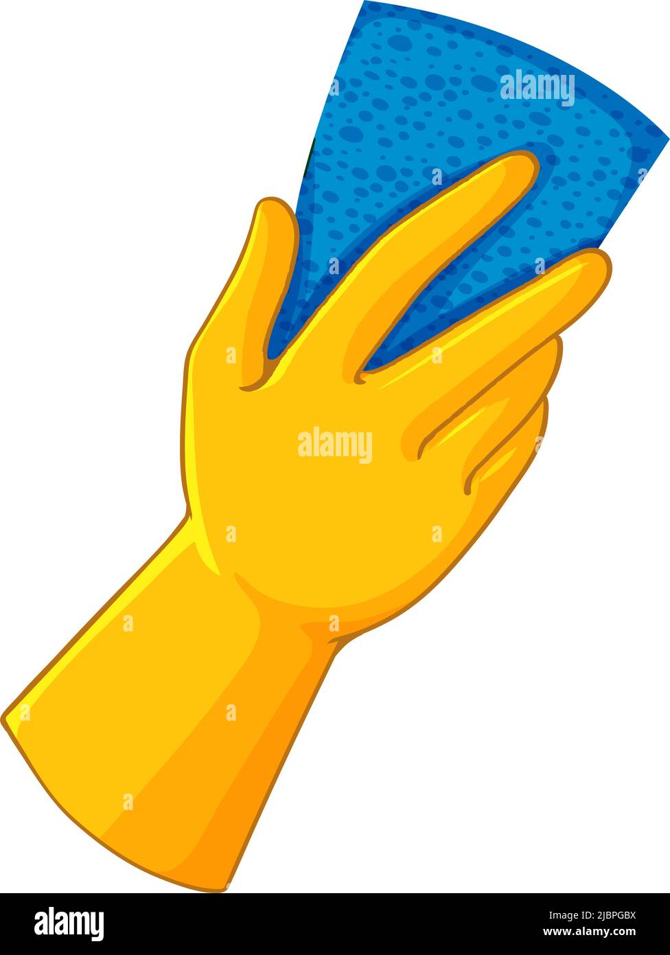 Human hand wearing glove holding sponge for cleaning illustration Stock ...