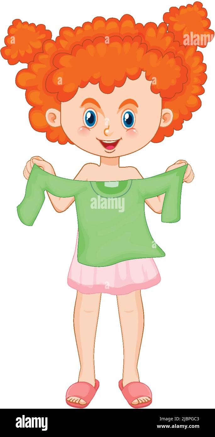 Girl picking up dress on white background illustration Stock Vector ...