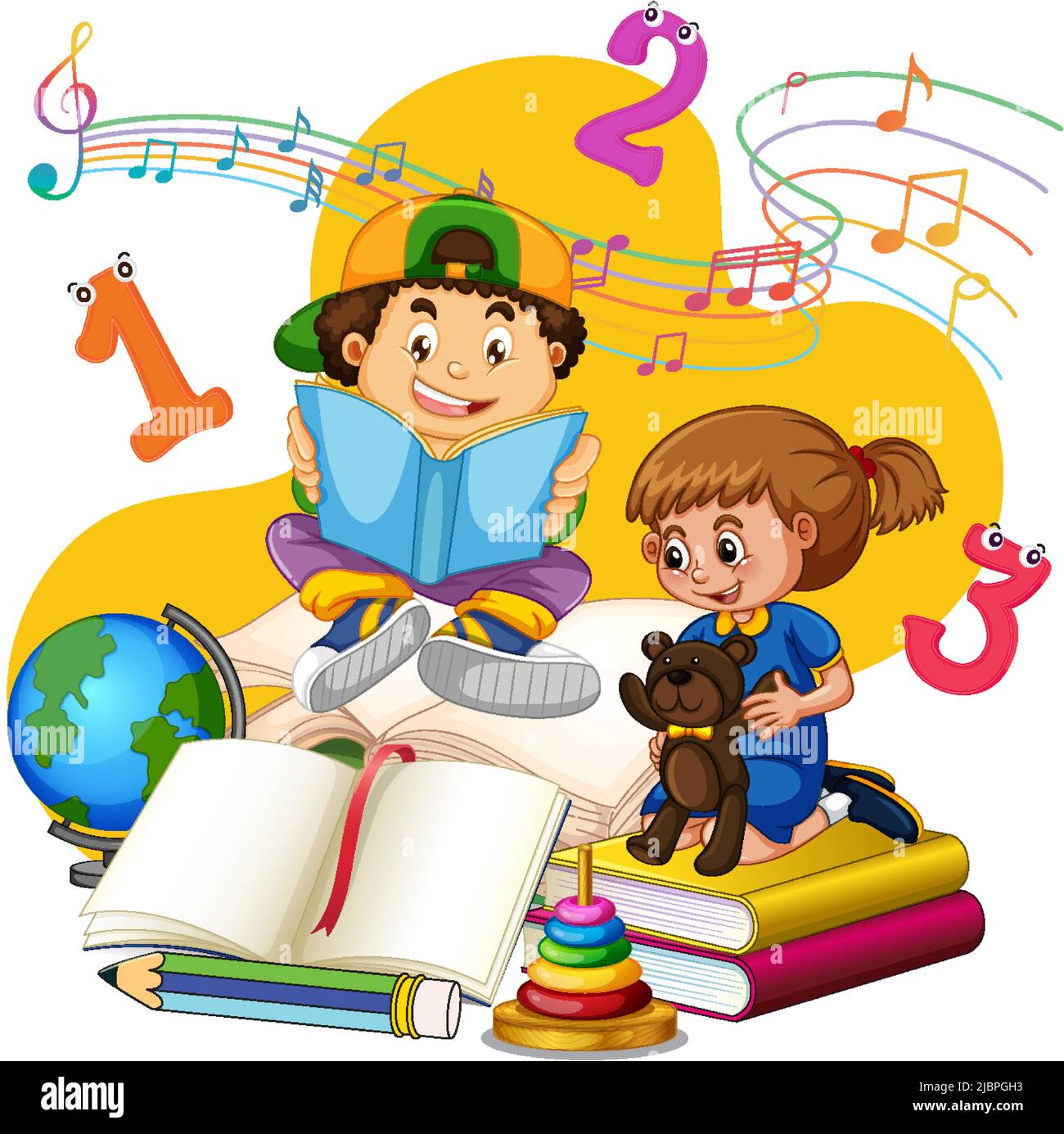 Kids Reading Books Clip Art