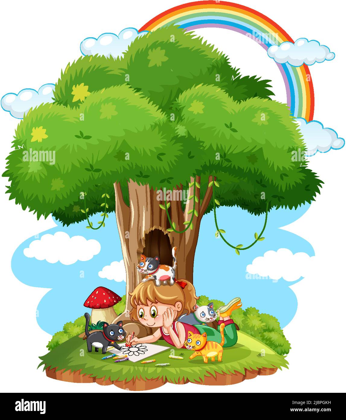 Animals under tree Cut Out Stock Images & Pictures - Alamy