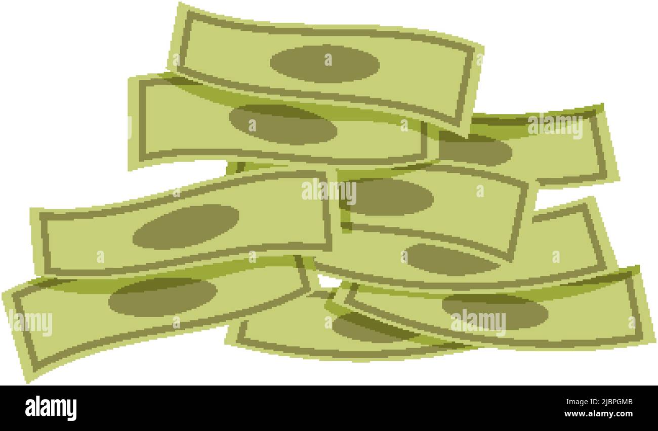 Money banknotes stack in cartoon style illustration Stock Vector Image ...