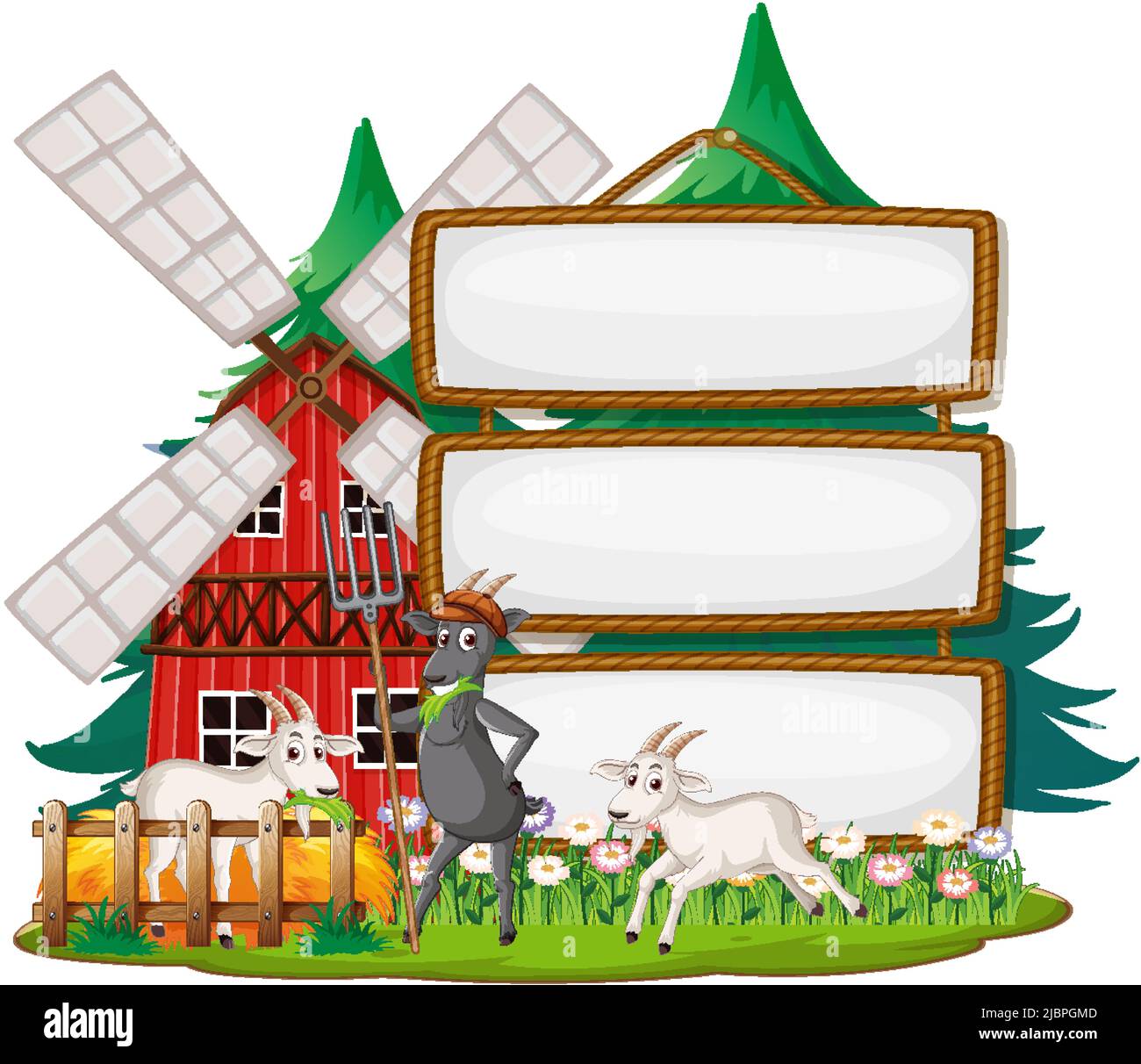 Empty banner template with farm animals illustration Stock Vector Image ...