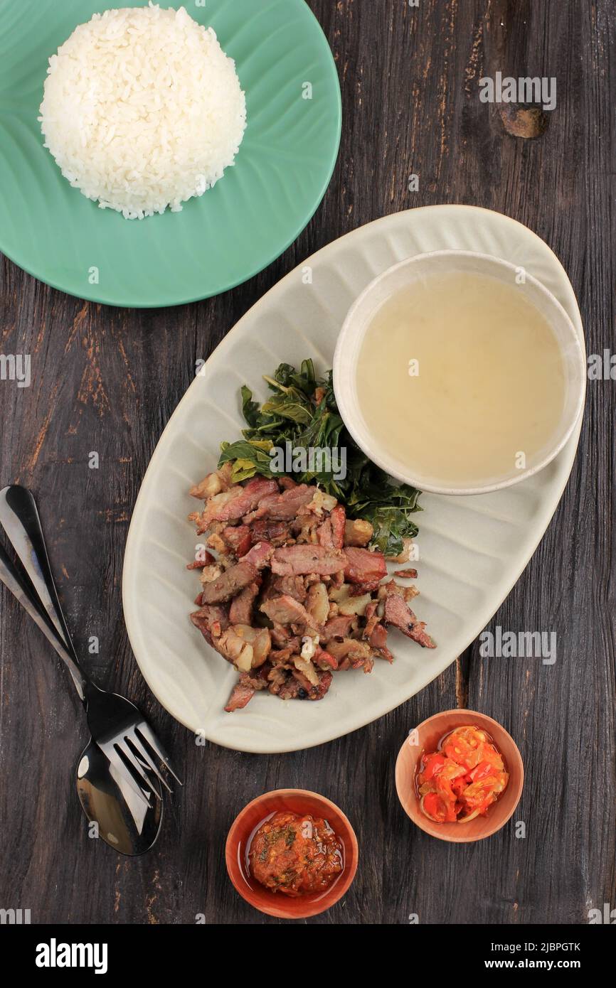 Beef Sei Sapi, Indonesian Traditional Smoked Beef, Served with Boiled ...