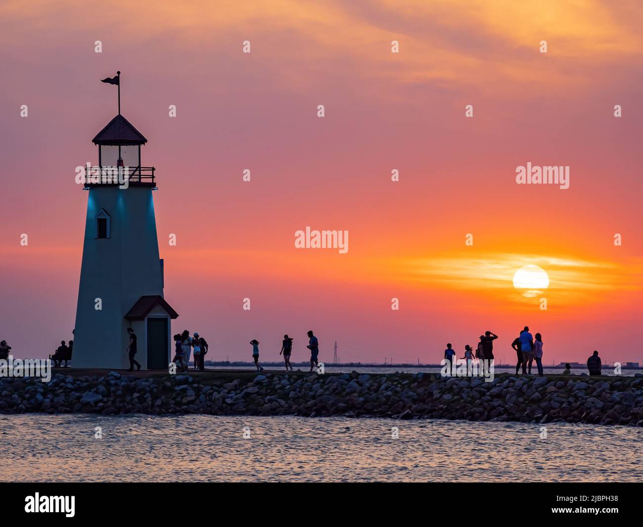 Sunset view of the lighthouse of Lake Hefner at Oklahoma Stock Photo ...