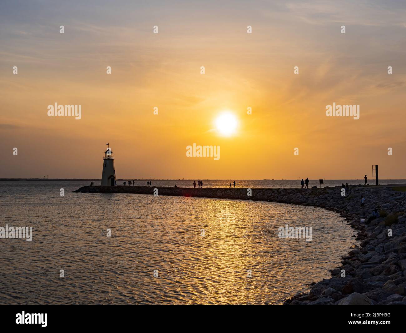 Sunset view of the lighthouse of Lake Hefner at Oklahoma Stock Photo ...