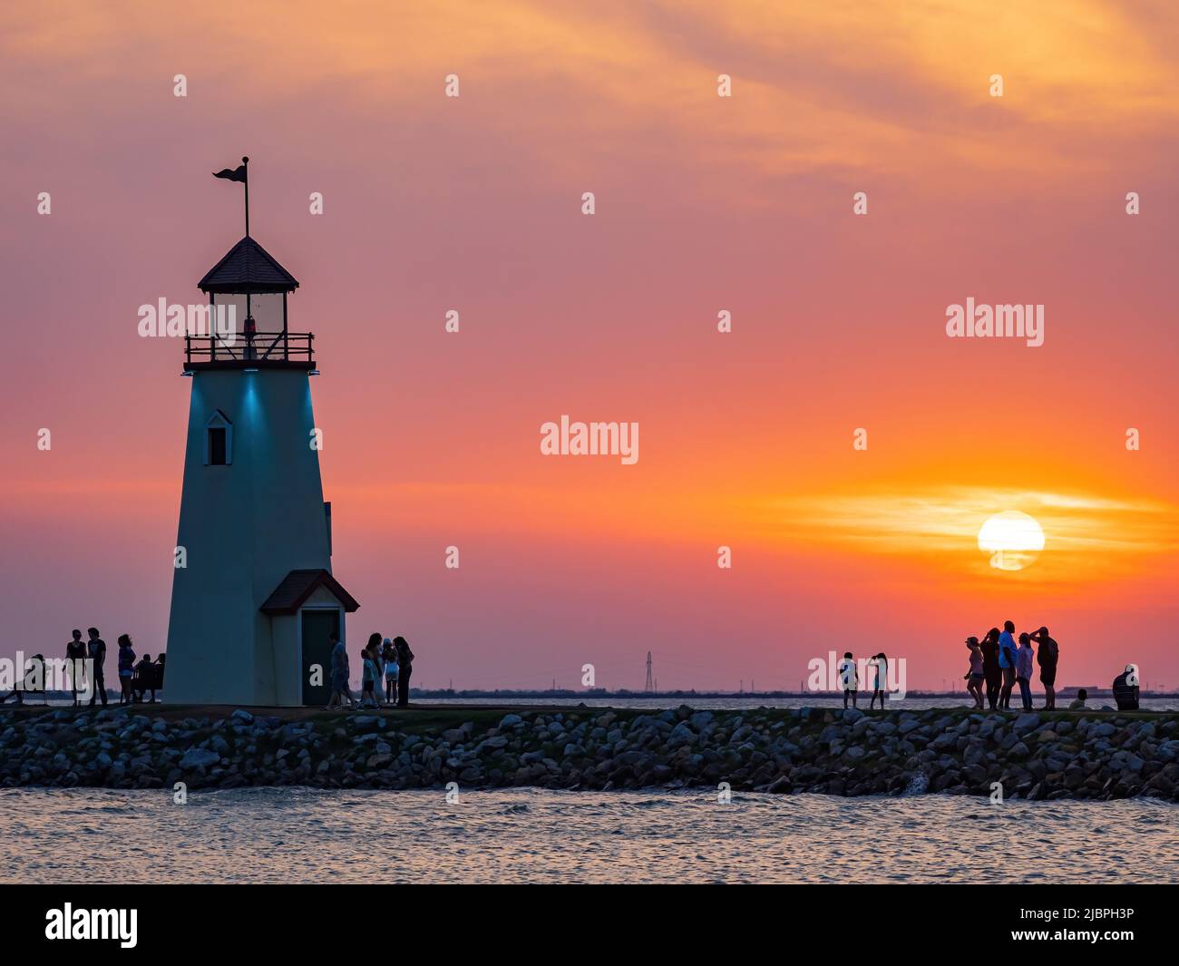 Sunset view of the lighthouse of Lake Hefner at Oklahoma Stock Photo ...