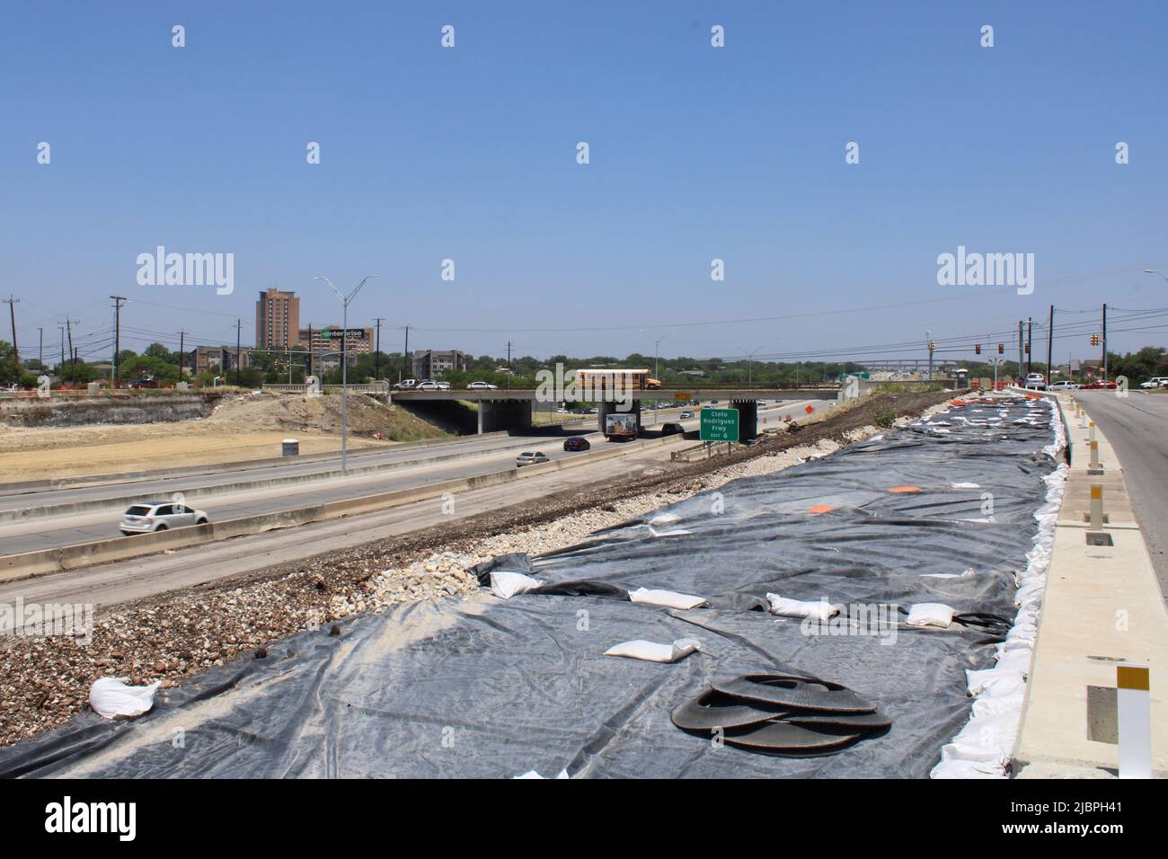 USA. 07th June, 2022. Traffic passes by a construction site at I-410 at ...