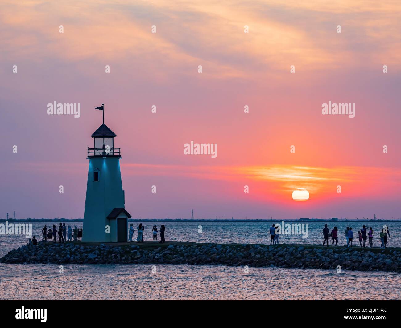 Sunset view of the lighthouse of Lake Hefner at Oklahoma Stock Photo ...