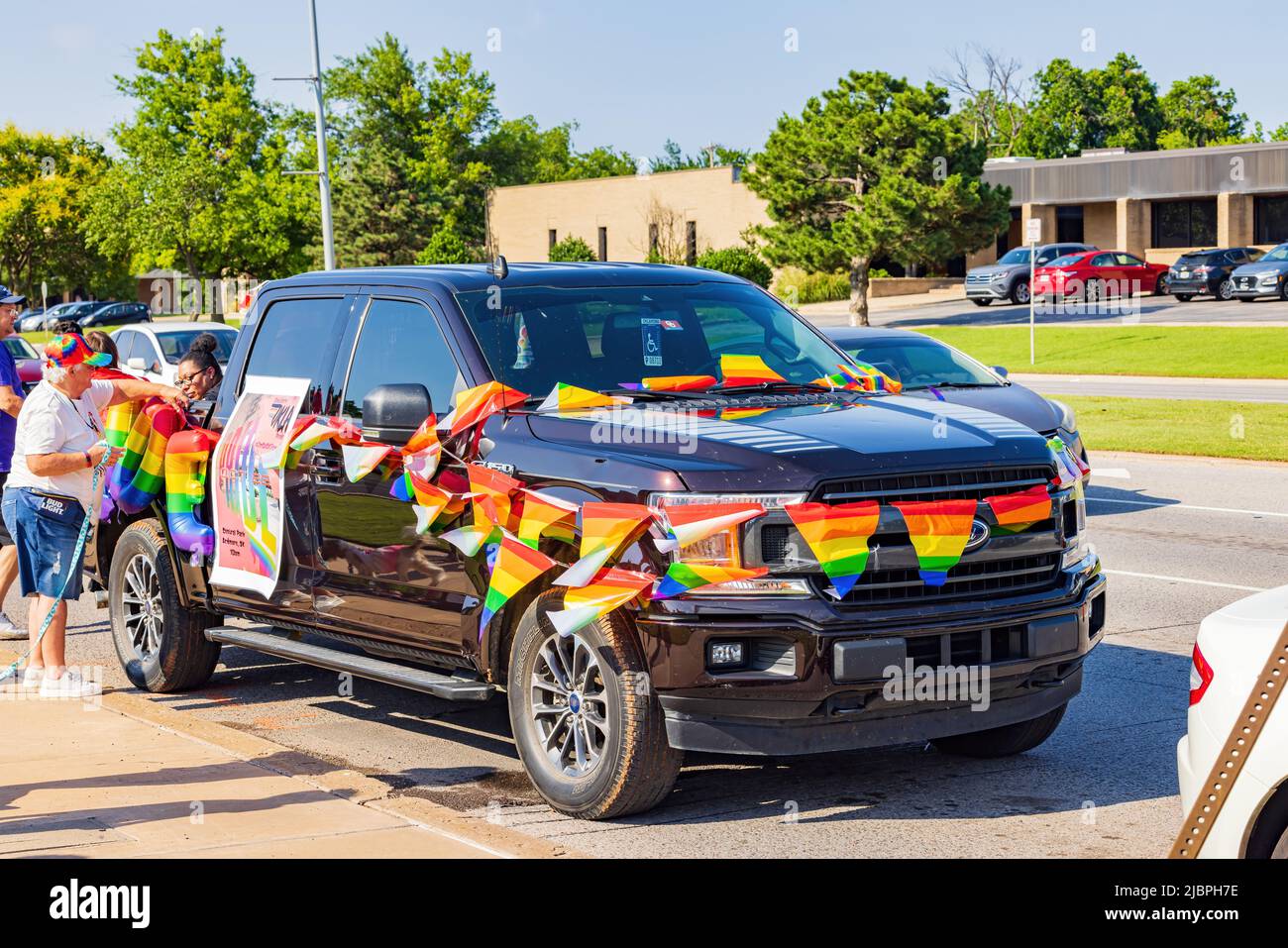 Oklahoma, JUN 5 2022 - Sunny view of the OKC Pride parade Stock Photo ...