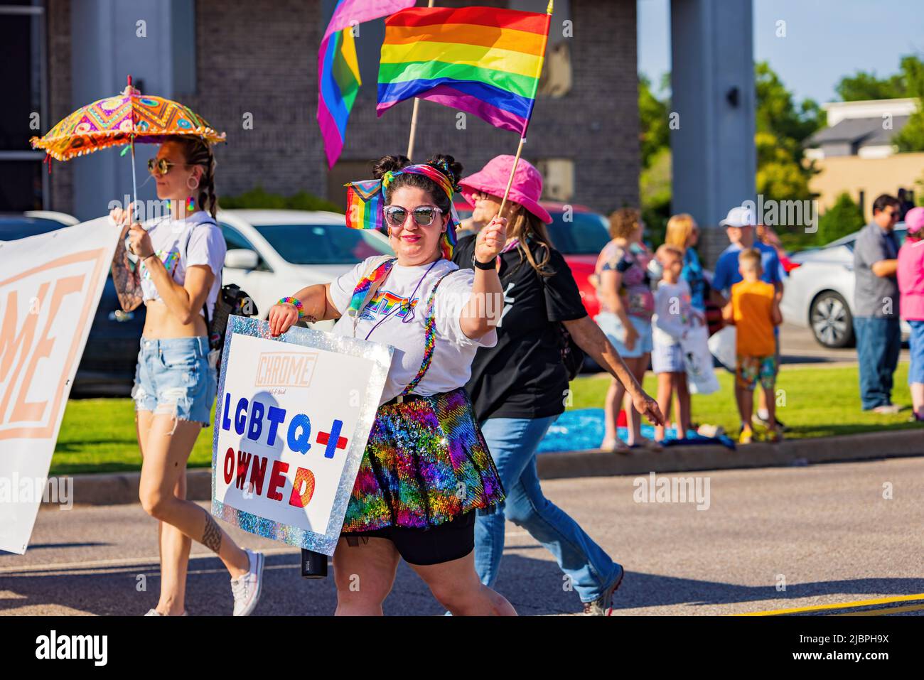 Oklahoma, JUN 5 2022 - Sunny view of the OKC Pride parade Stock Photo ...