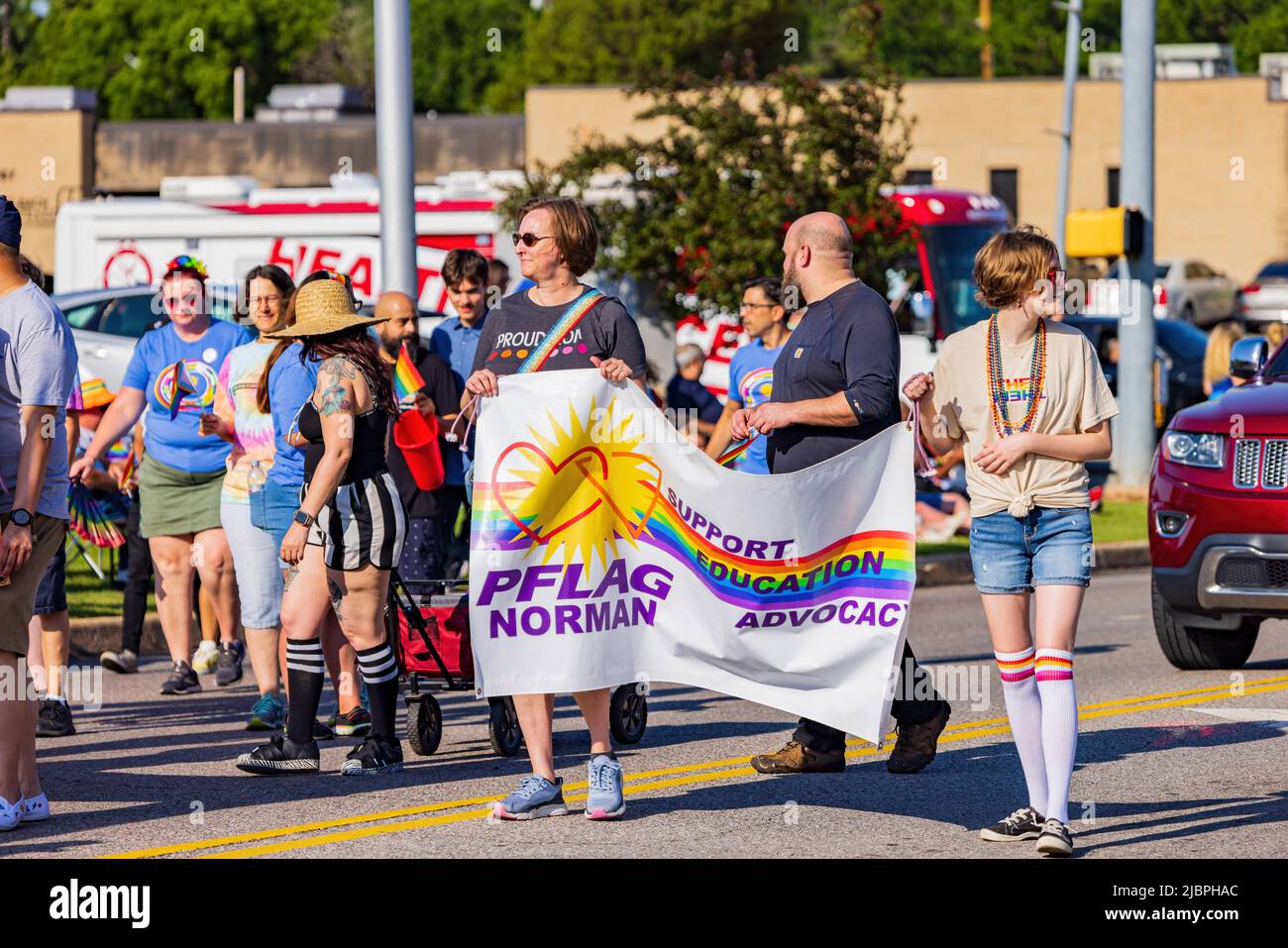 Oklahoma, JUN 5 2022 - Sunny view of the OKC Pride parade Stock Photo ...