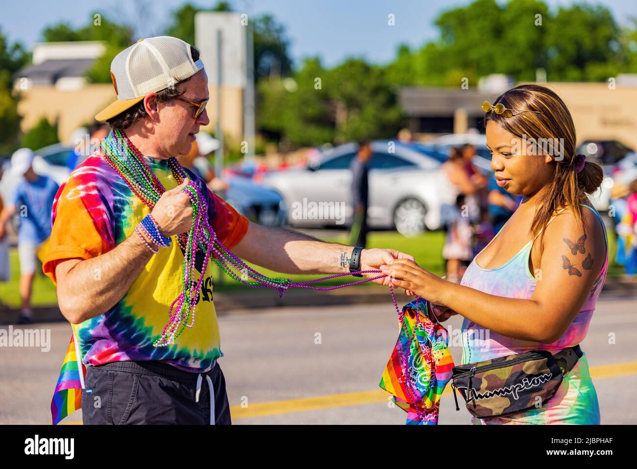 Oklahoma, JUN 5 2022 - Sunny view of the OKC Pride parade Stock Photo ...