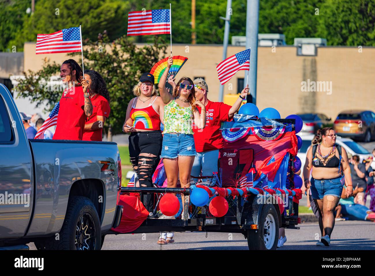 Oklahoma, JUN 5 2022 - Sunny view of the OKC Pride parade Stock Photo ...