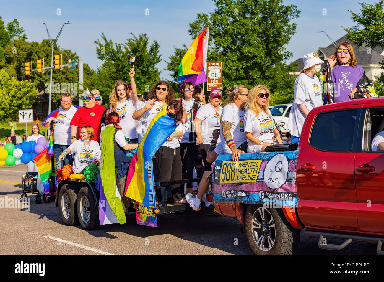 Oklahoma, JUN 5 2022 - Sunny view of the OKC Pride parade Stock Photo ...