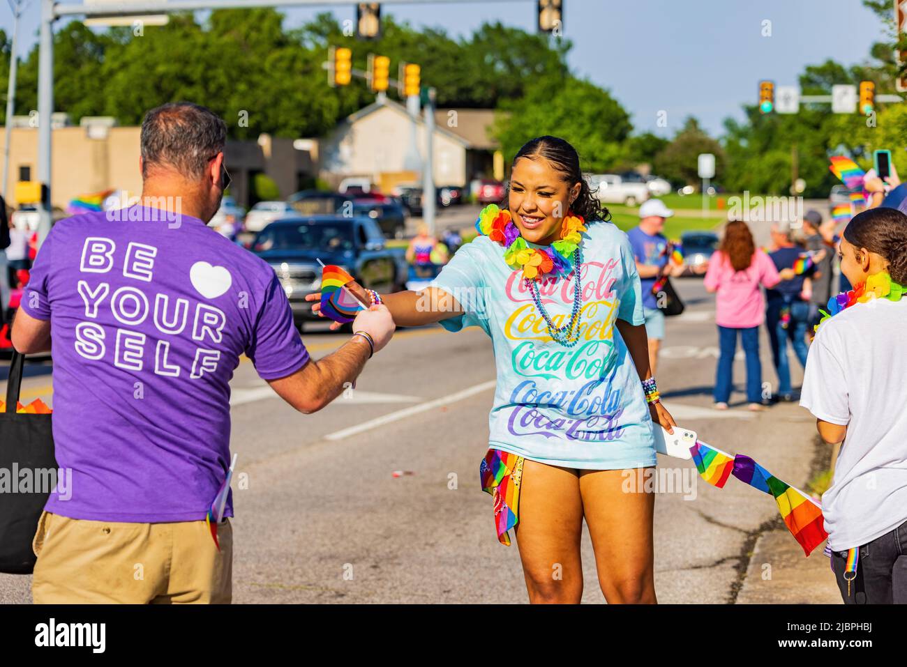 Oklahoma, JUN 5 2022 - Sunny view of the OKC Pride parade Stock Photo ...