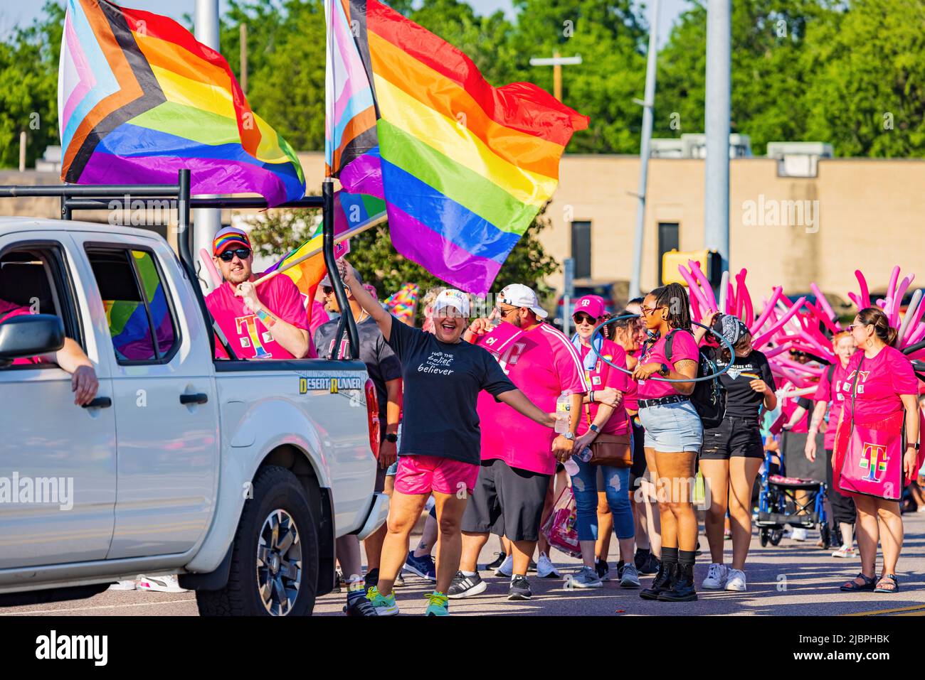 Oklahoma, JUN 5 2022 - Sunny view of the OKC Pride parade Stock Photo ...