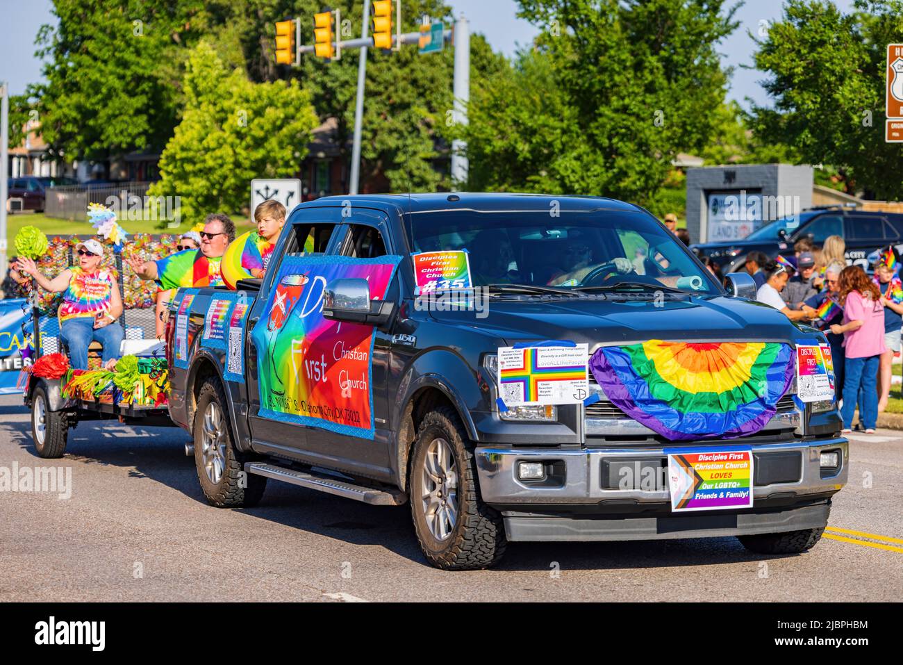 Oklahoma, JUN 5 2022 - Sunny view of the OKC Pride parade Stock Photo ...