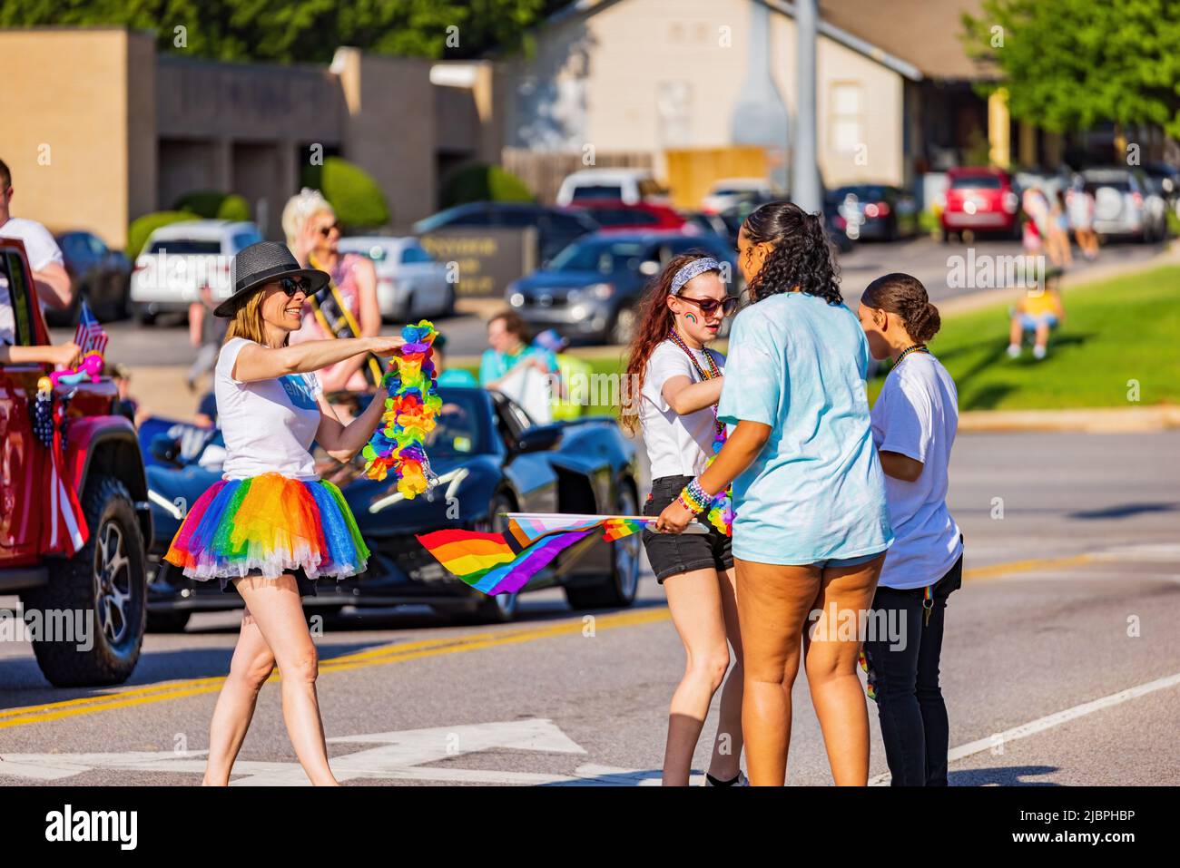 Oklahoma, JUN 5 2022 - Sunny view of the OKC Pride parade Stock Photo ...