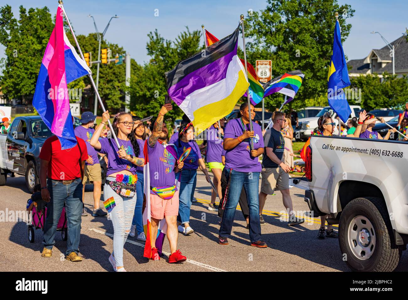 Oklahoma, JUN 5 2022 - Sunny view of the OKC Pride parade Stock Photo ...