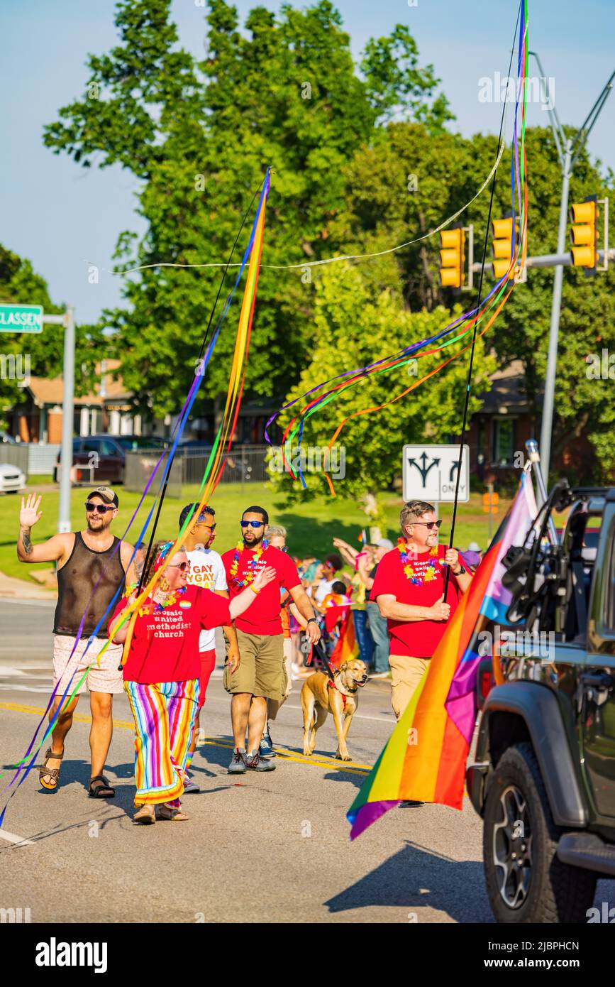 Oklahoma, JUN 5 2022 - Sunny view of the OKC Pride parade Stock Photo ...