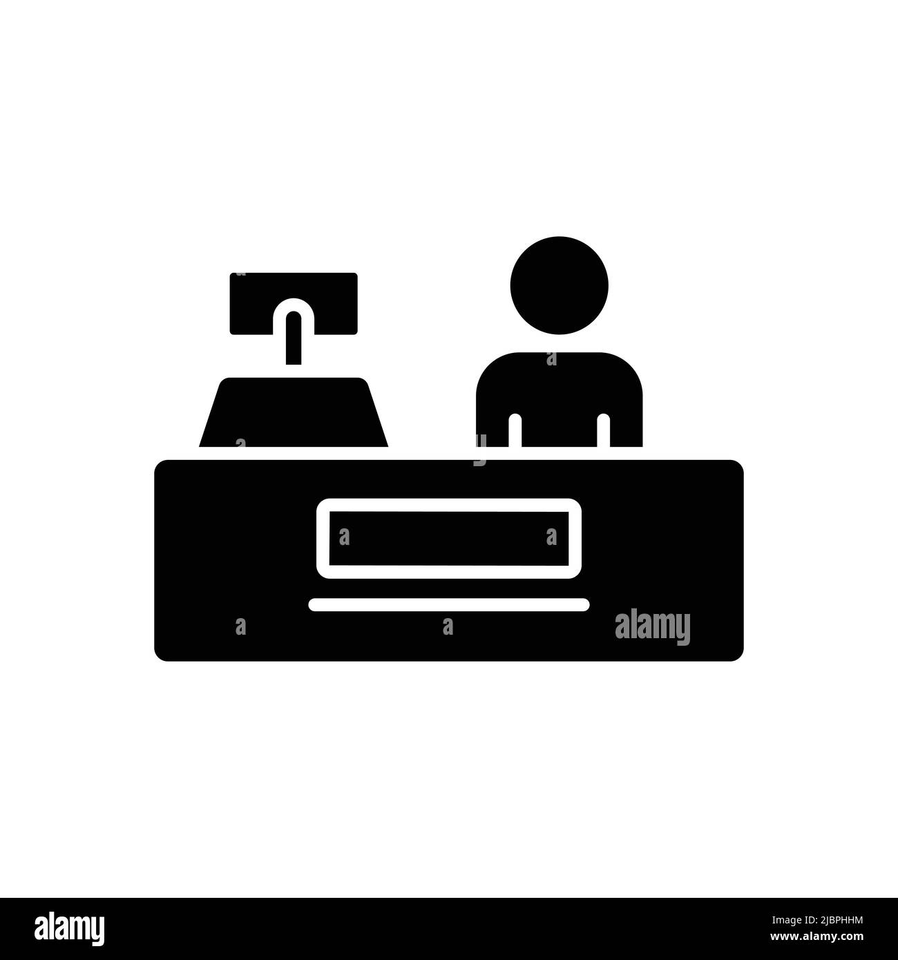 People icon vector with cashier table. cashier, Payment, service. Solid ...