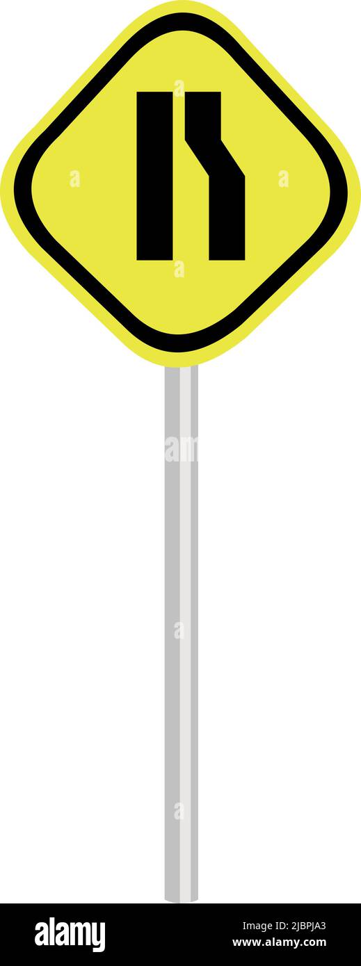 Vector illustration of traffic sign as the road narrows from the right ...