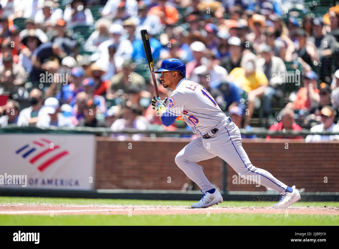 New York Mets Infielder Eduardo Escobar (10) at bat during an MLB game ...