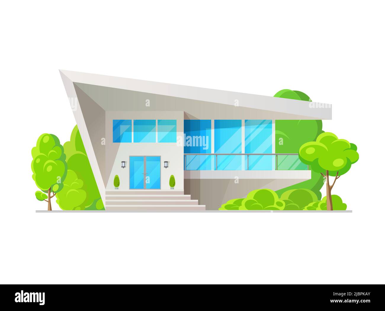 Modern luxurious house with large windows, vector home exterior ...