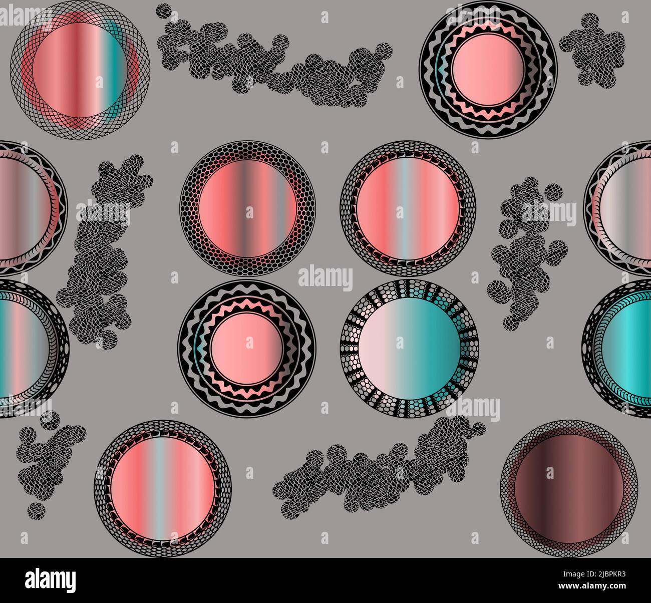 Circles edged with a snake skin design interspersed with snake pattern ...