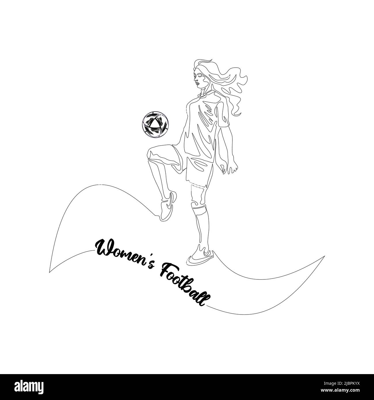 Continuous line drawing or single line drawing of a woman playing ... Continuous line drawing or single line drawing of a woman playing ...