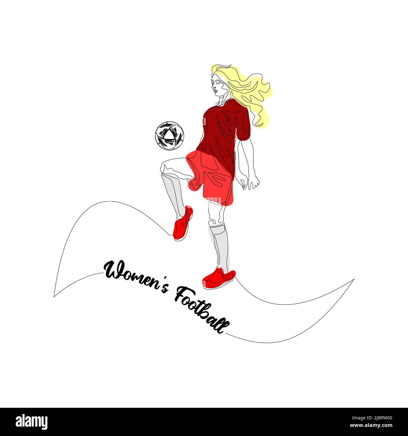 Continuous line drawing or single line drawing of a woman playing ... Continuous line drawing or single line drawing of a woman playing ...