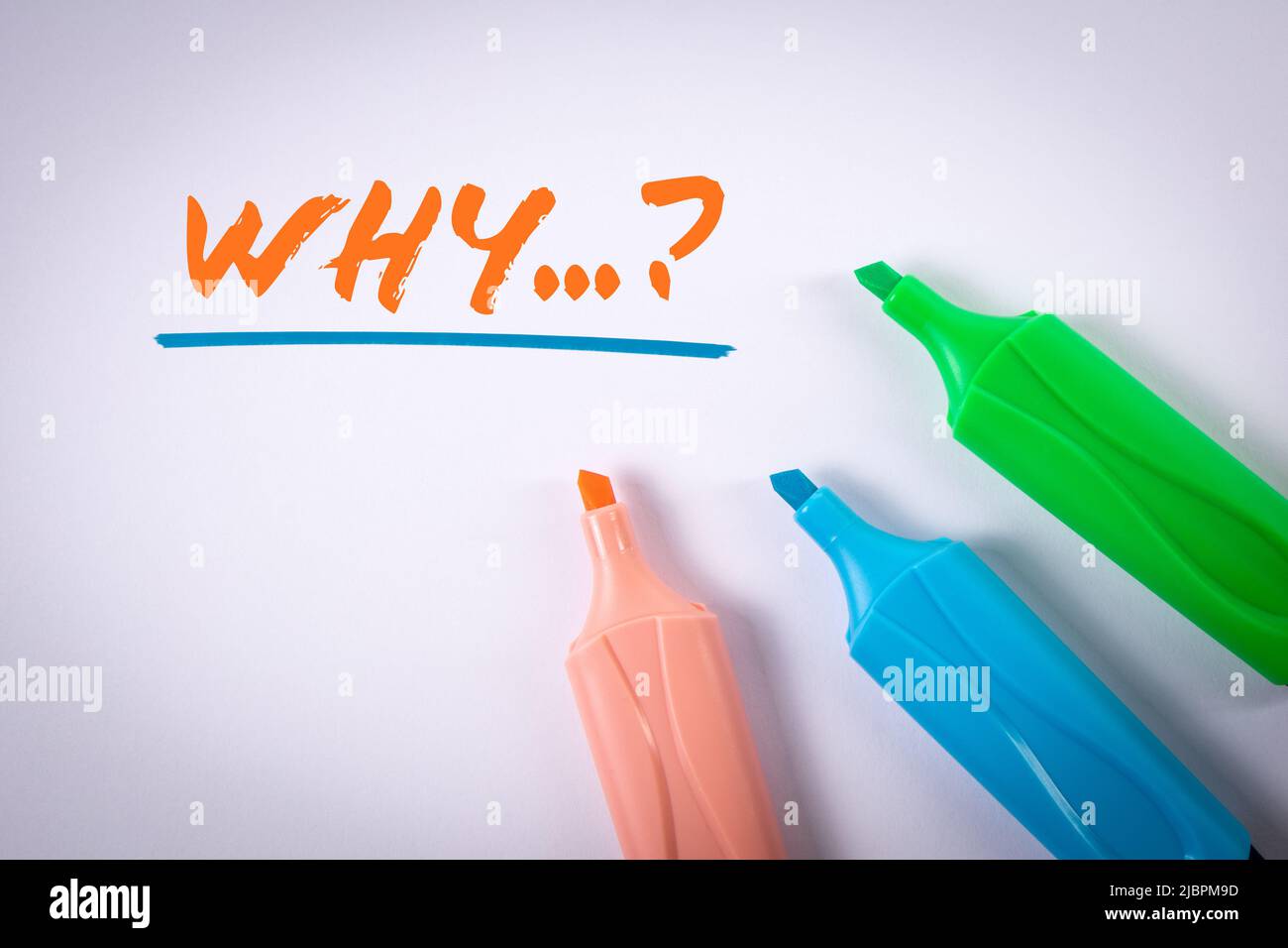 Text why and colored markers on a white background Stock Photo - Alamy