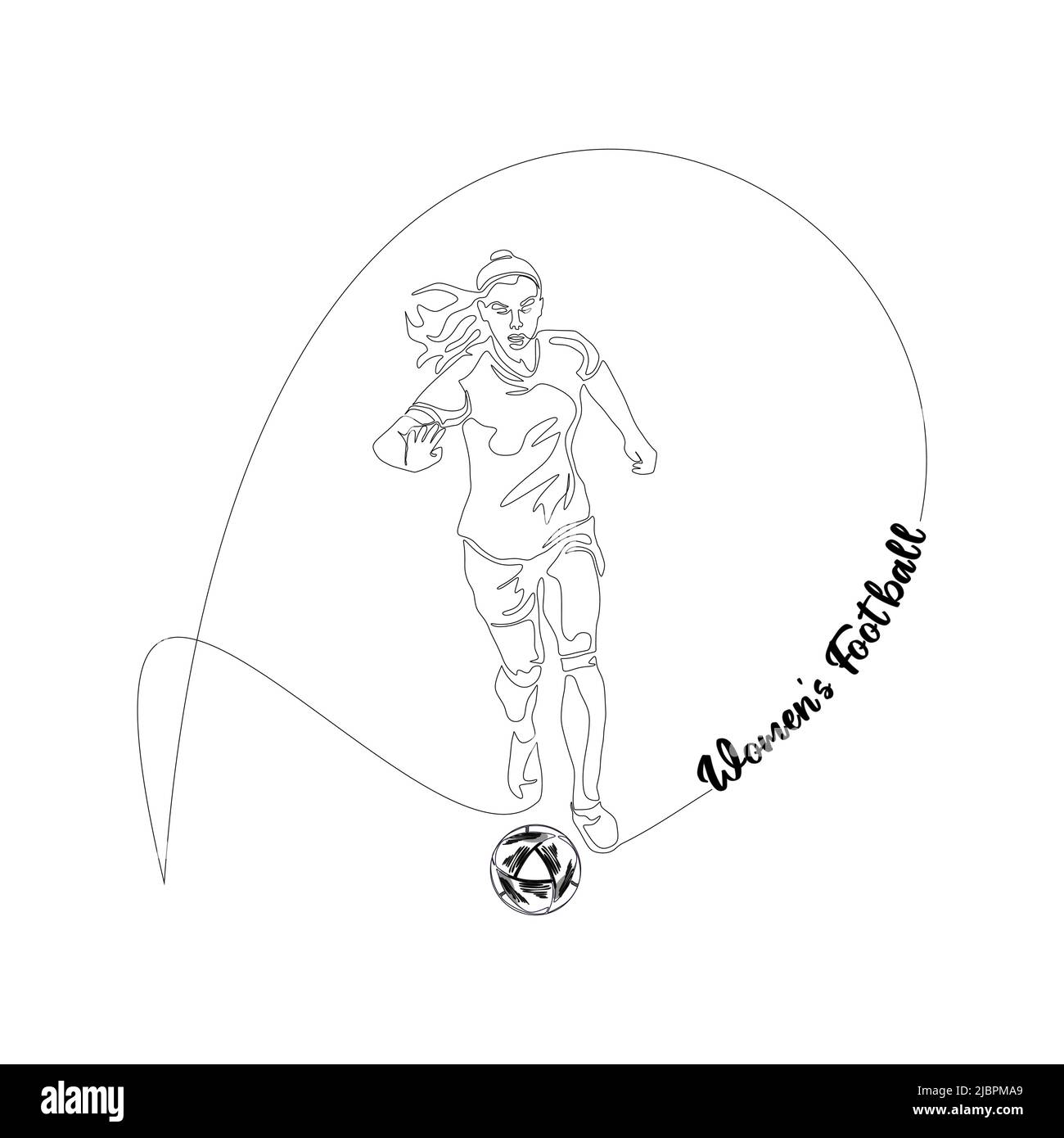 Continuous line drawing or single line drawing of a woman playing ... Continuous line drawing or single line drawing of a woman playing ...