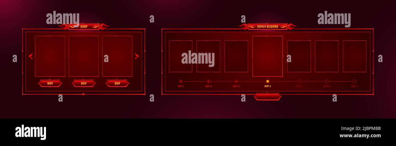 Hud frames for game shop and daily reward board. Vector cartoon ...