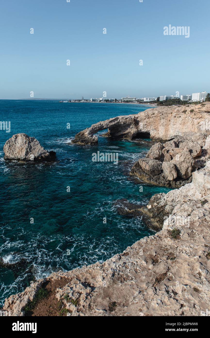 Beautiful seascape with sea cave arch love bridge in Ayia Napa, Cyprus ...