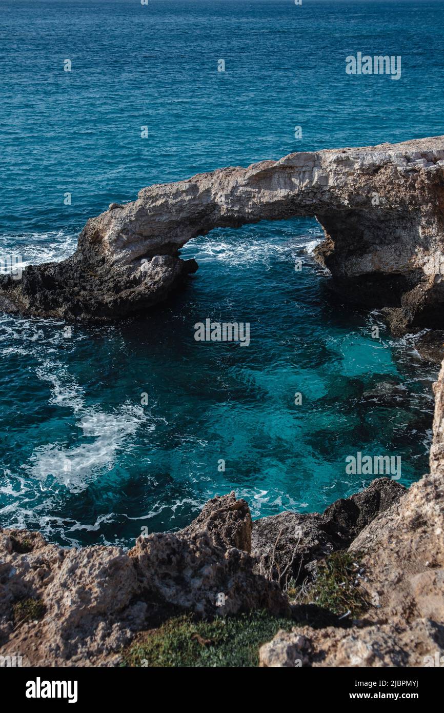 Beautiful seascape with sea cave arch love bridge in Ayia Napa, Cyprus ...