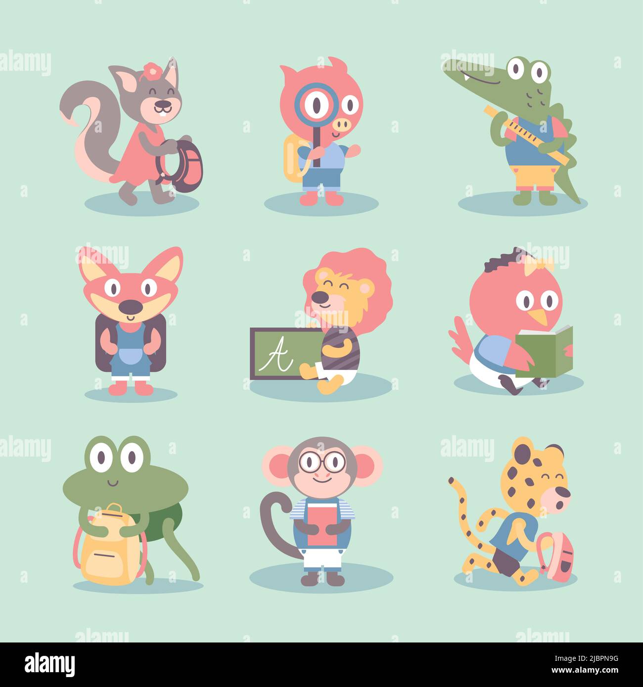 back to school cute animals Stock Vector Image & Art - Alamy