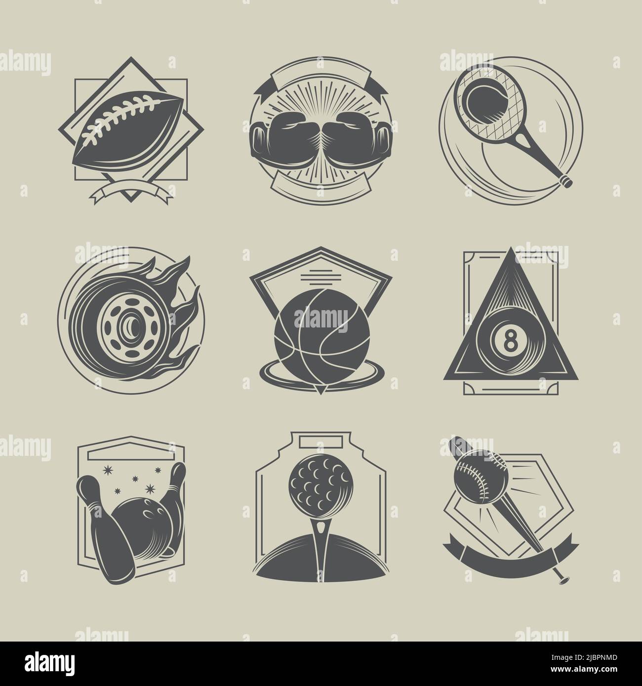 set of sports labels Stock Vector Image & Art - Alamy