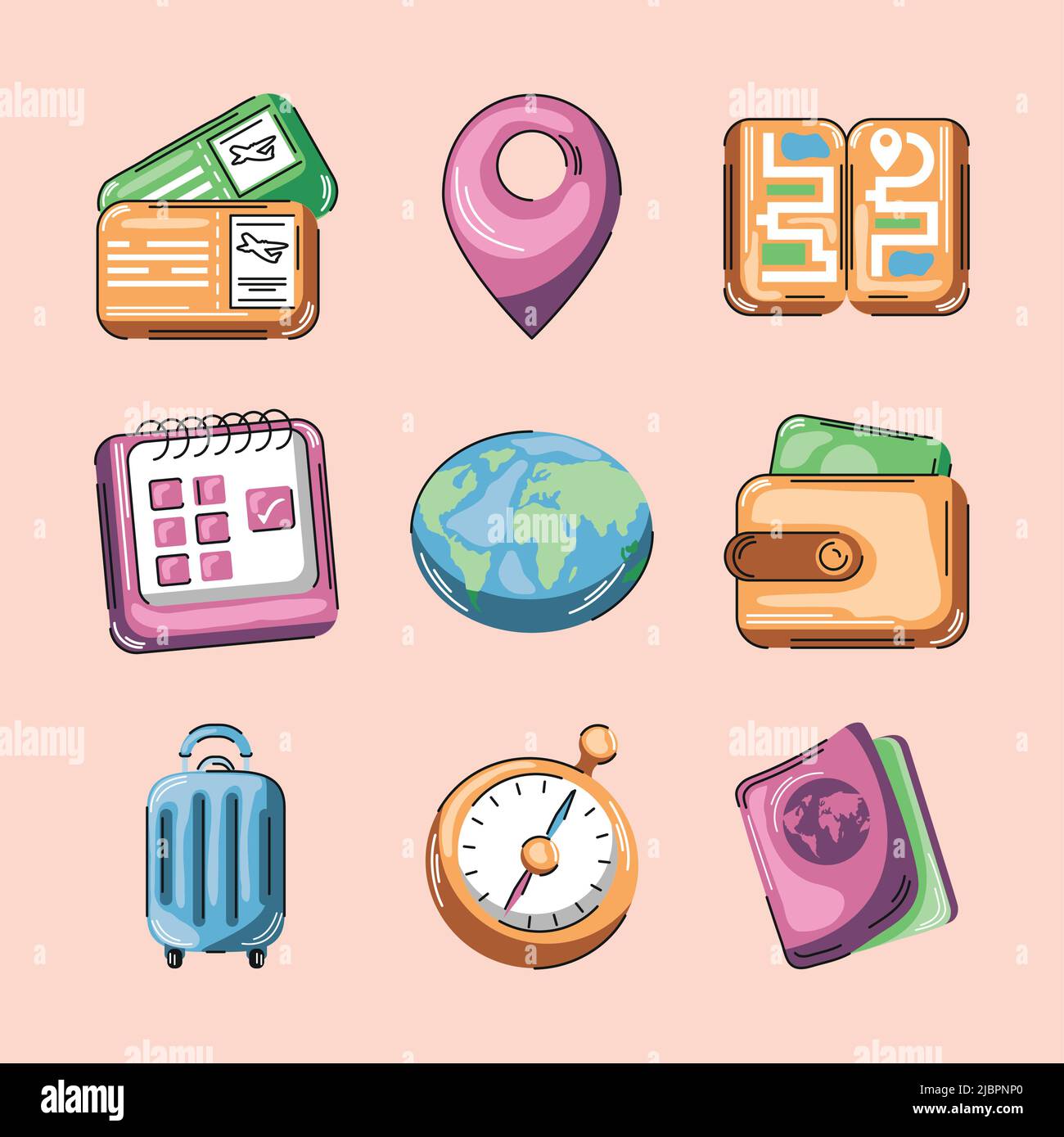 icons travel cartoon Stock Vector Image & Art - Alamy