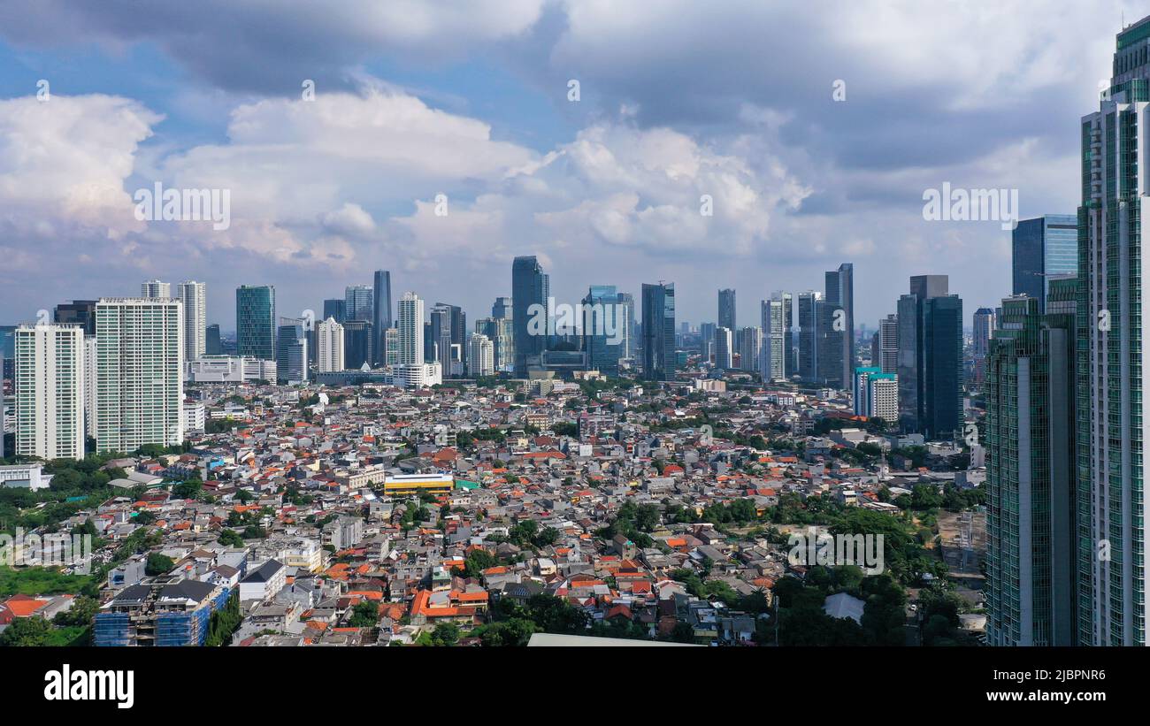 Aerial view of office buildings in the South Central Business district of Jakarta in Indonesia ...