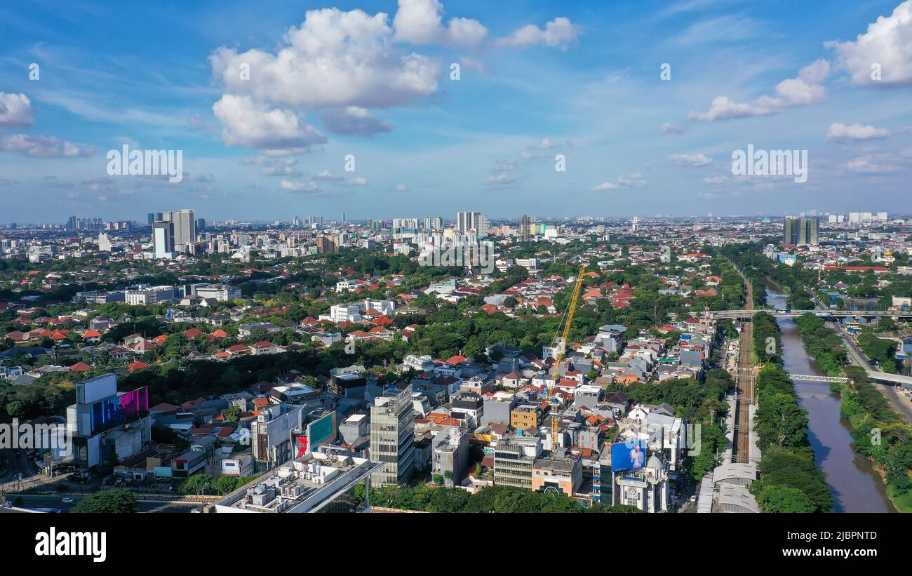 Aerial view of office buildings in the South Central Business district of Jakarta in Indonesia ...