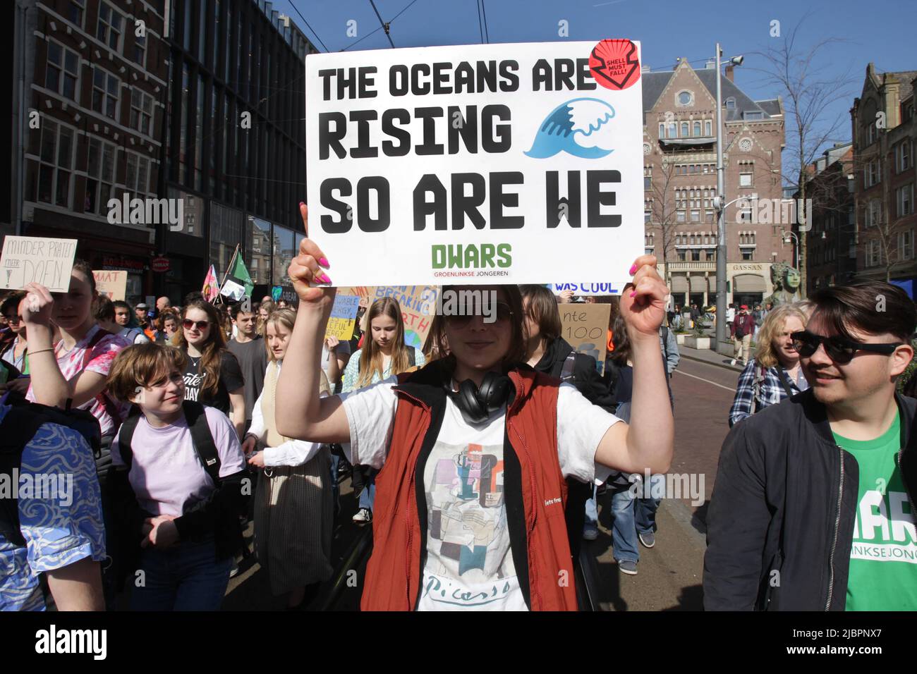 Climate change protest, Amsterdam, Netherlands, 2022. Young climate ...