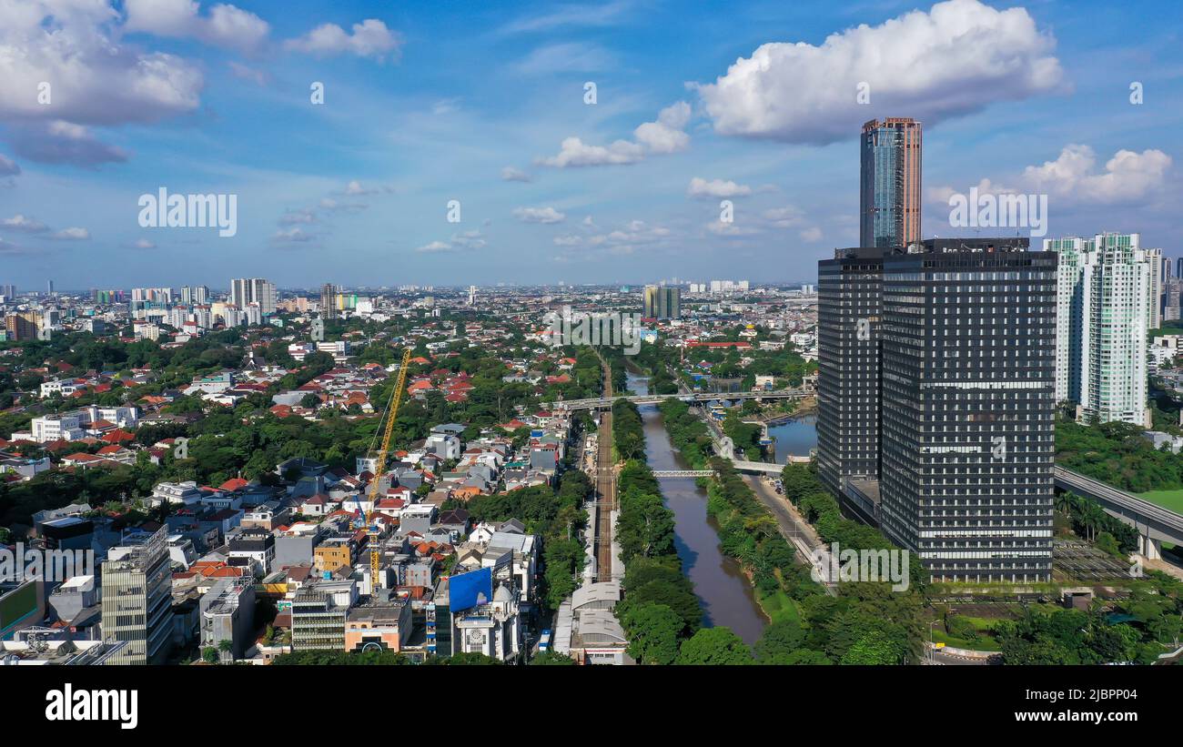 Aerial view of office buildings in the South Central Business district of Jakarta in Indonesia ...