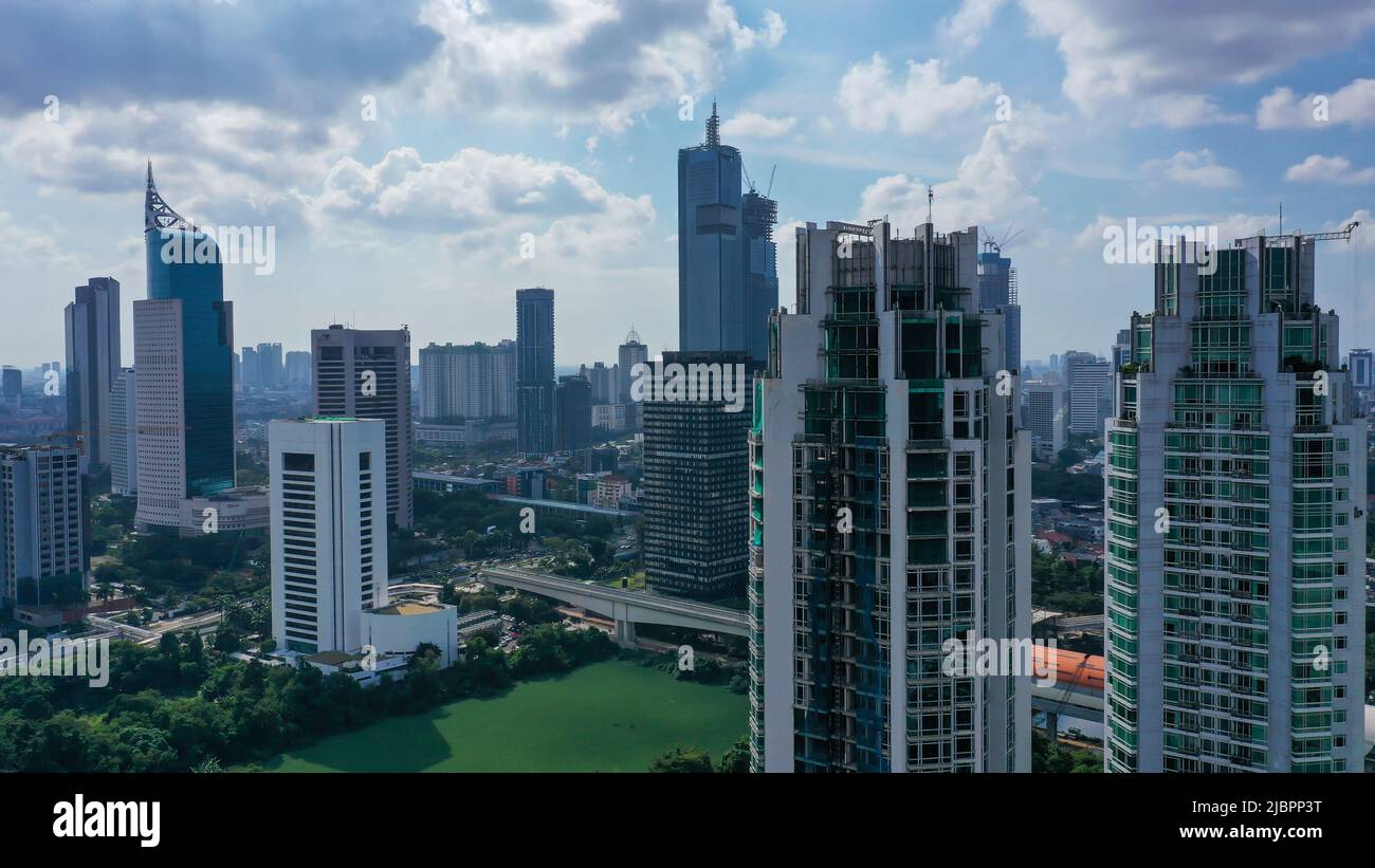 Aerial View of Jakarta Downtown Skyline with High-Rise Buildings With ...