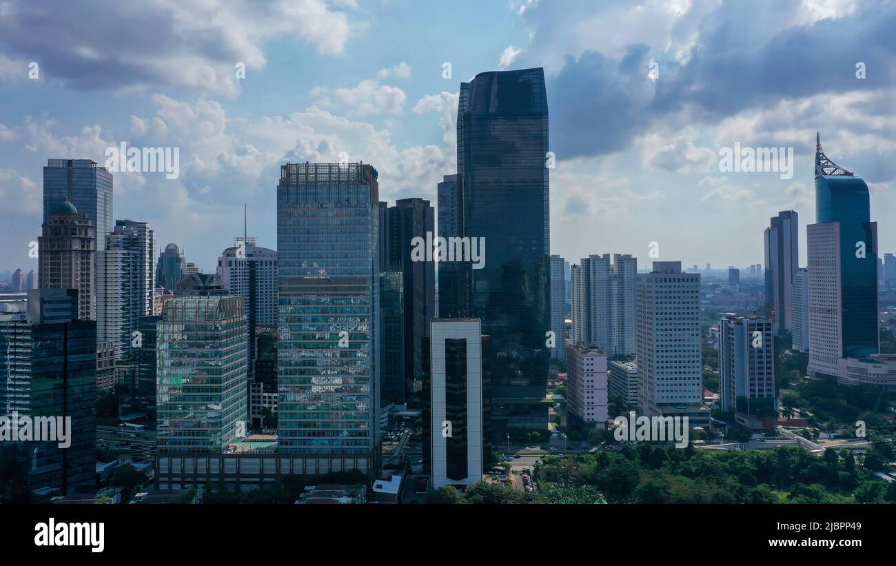 Aerial View of Jakarta Downtown Skyline with High-Rise Buildings With ...