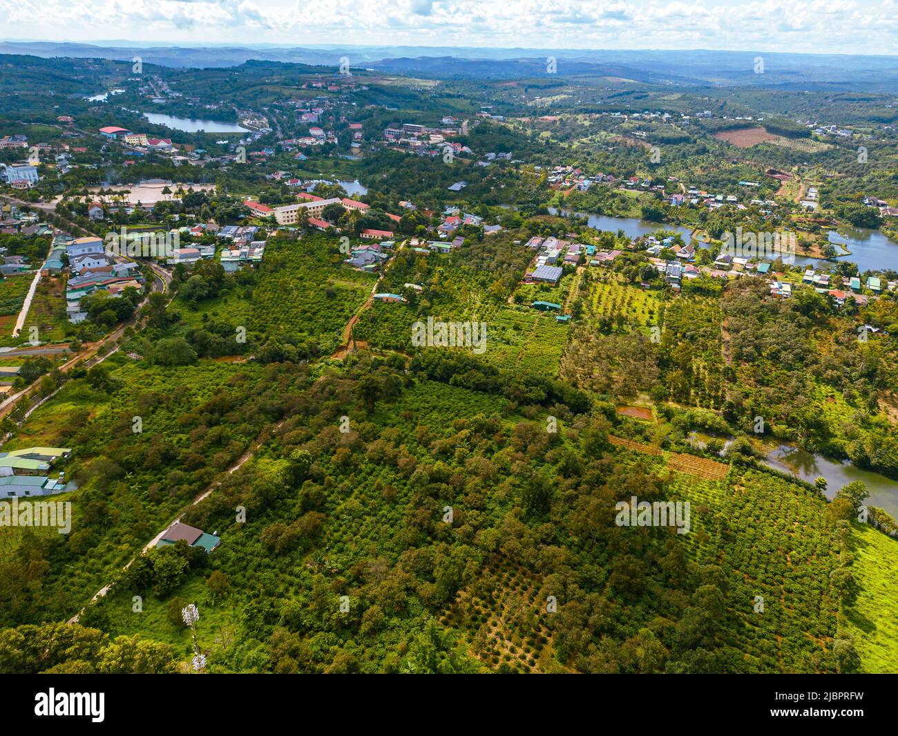 Aerial view of National Route 14 in Kien Duc town, Dac Nong province ...