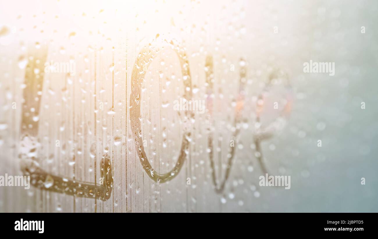 word Love on window covered with fog Stock Photo - Alamy