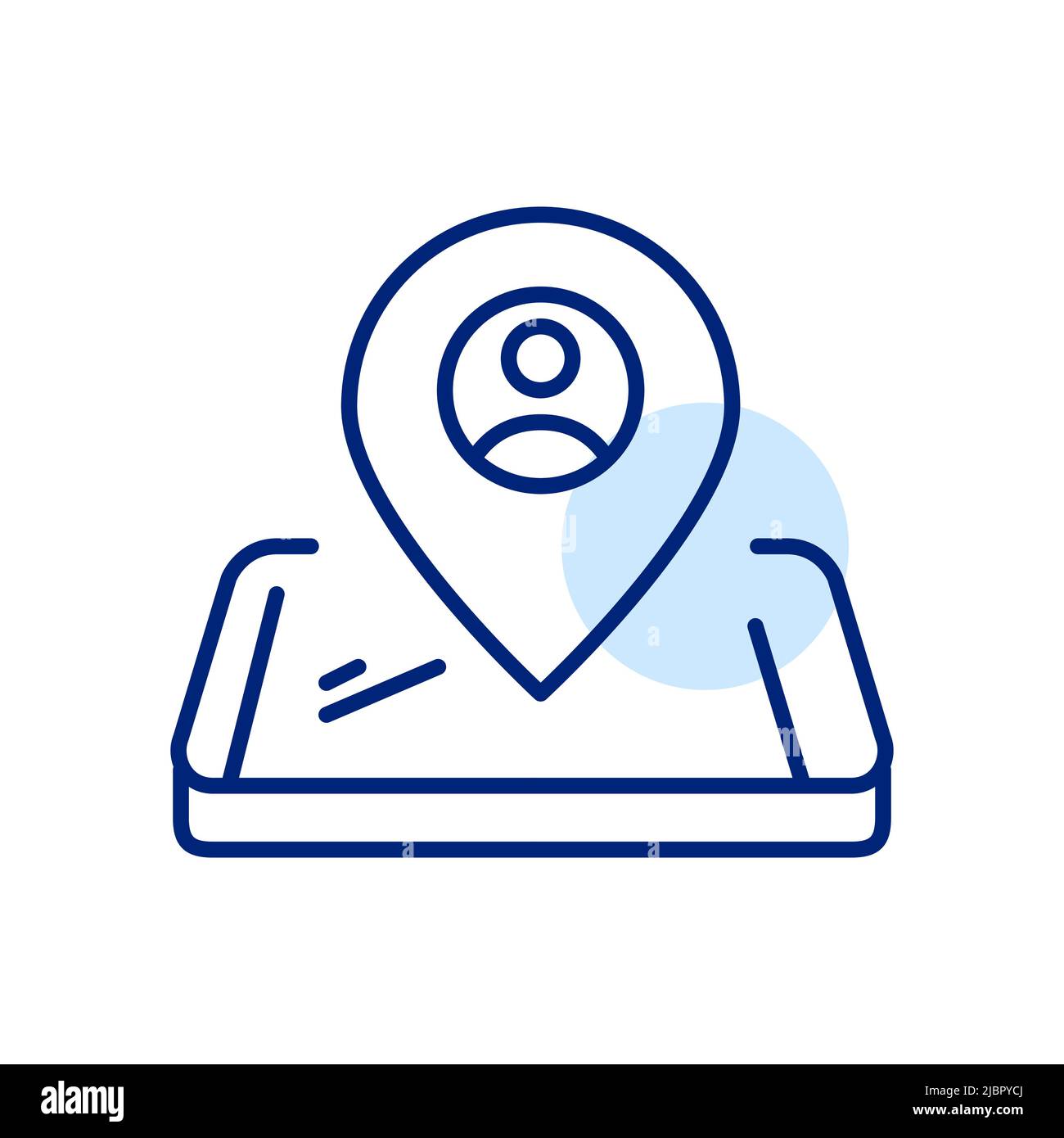 Mobile phone app sharing location. Maps or taxi ordering service. Pixel perfect, editable stroke ...