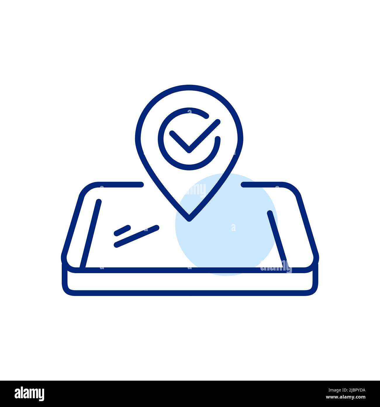 Location verified map pointer on a smartphone. Pixel perfect editable stroke line art icon Stock ...