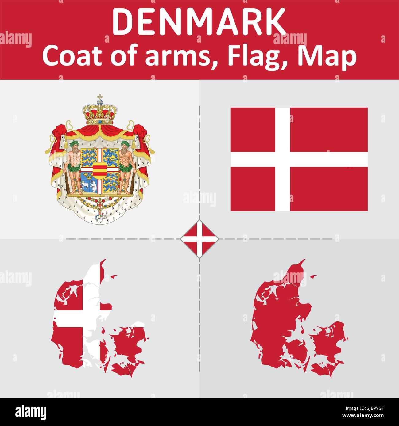 Denmark Coat of Arms, Flag and Map Stock Vector Image & Art - Alamy